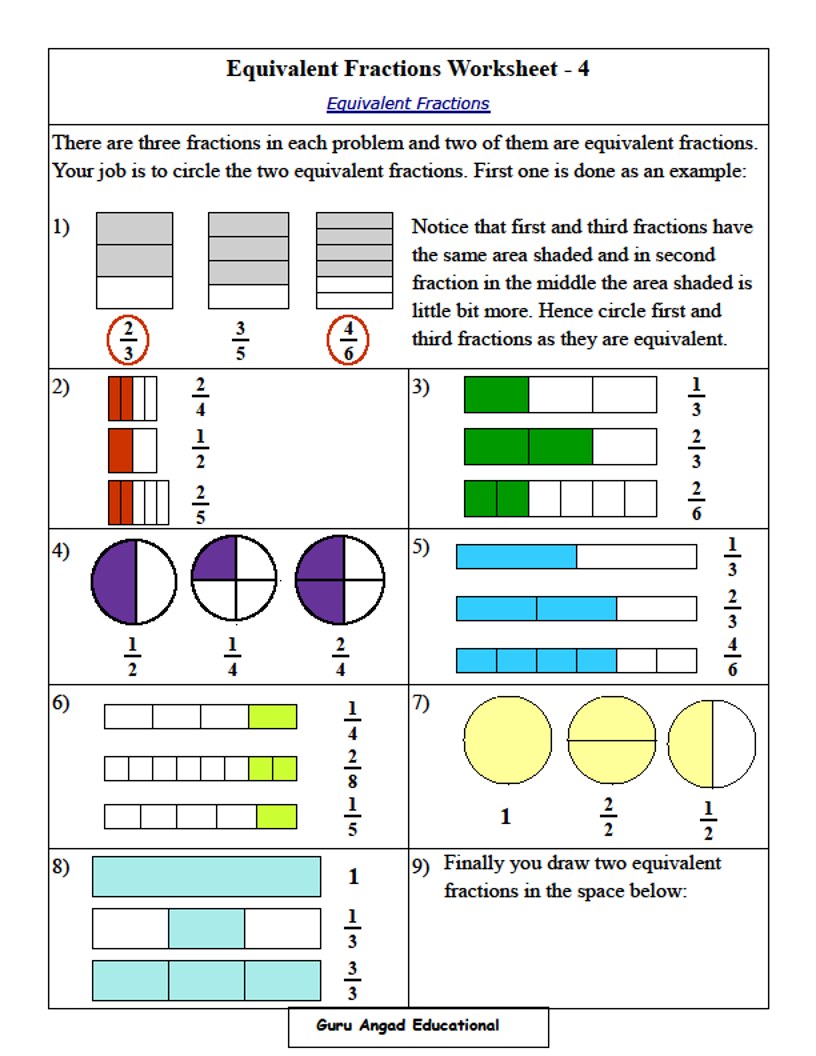 Grade 5 Equivalent Fractions Grade 5 Equivalent Fractions
