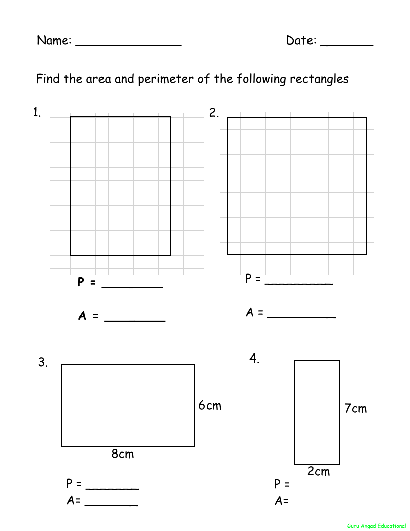 Area And Perimeter Worksheets 3rd Grade Printable Worksheets